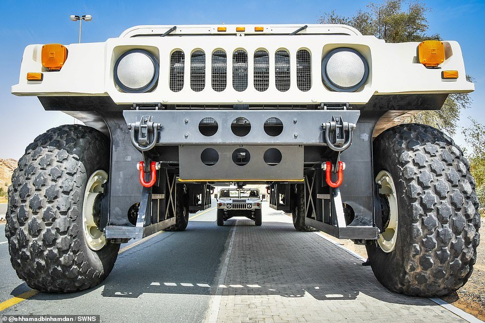Car-mad sheikh creates 21½ft-high, 46ft-long fully driveable Hummer ...